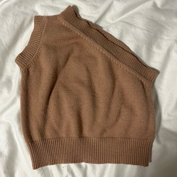 Cider | Tops | Cider Tan Camel One Shoulder Knit Sweater Crop Top ...